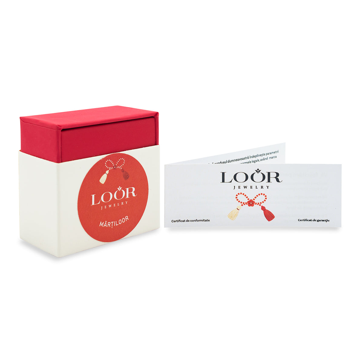 Bratara aur floare email si snur rosu – LOOR Jewelry