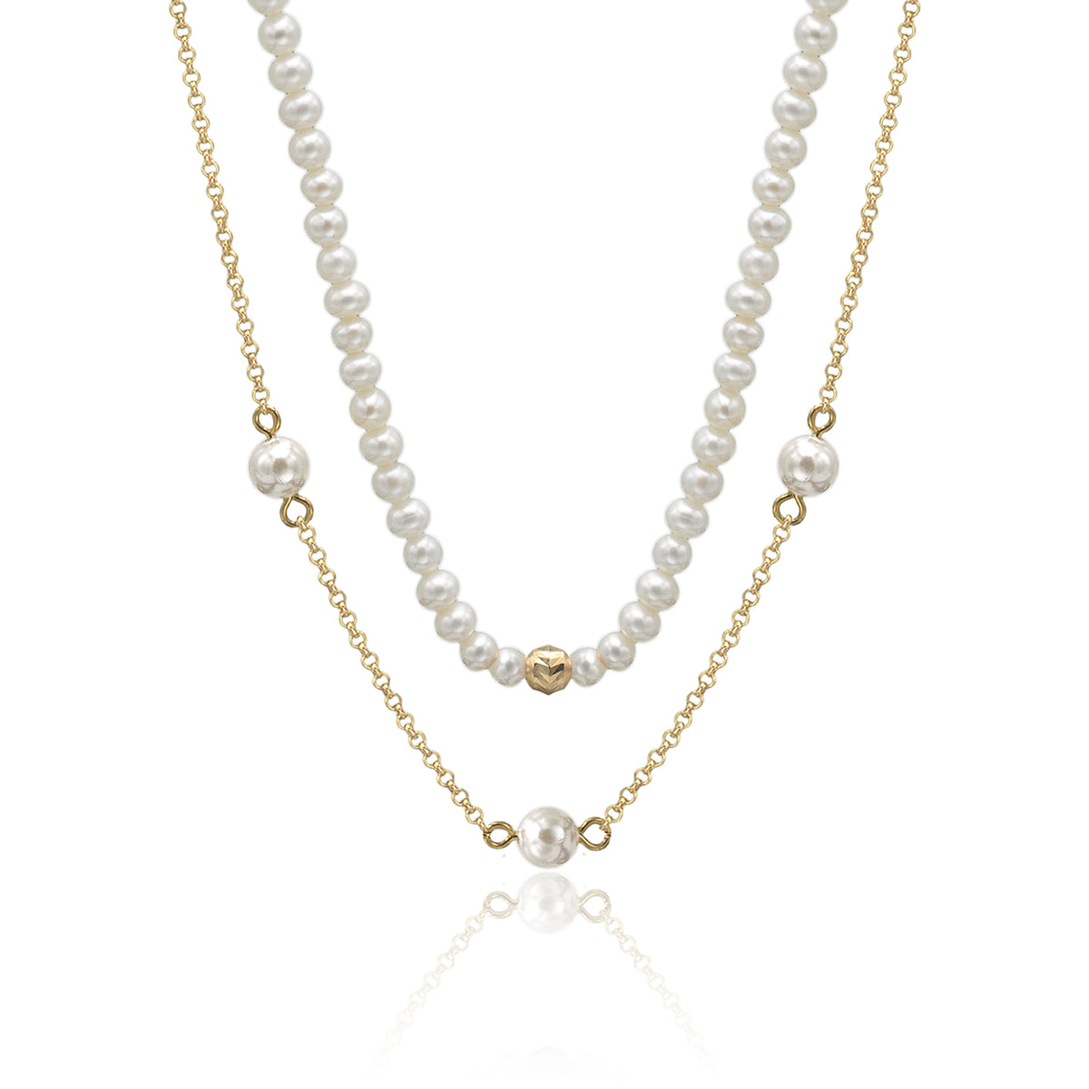 Colier perle dublu argint Double Glam - placat aur galben 18K – LOOR ...