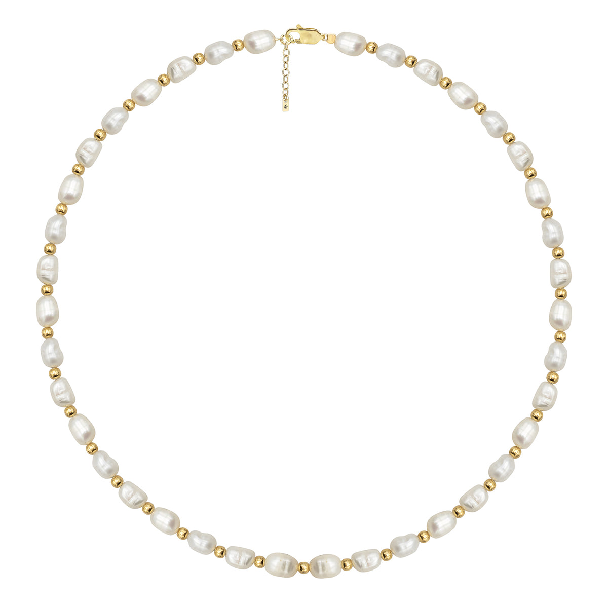 Colier perle cu bilute argint Born Pretty - placat aur galben 18K ...