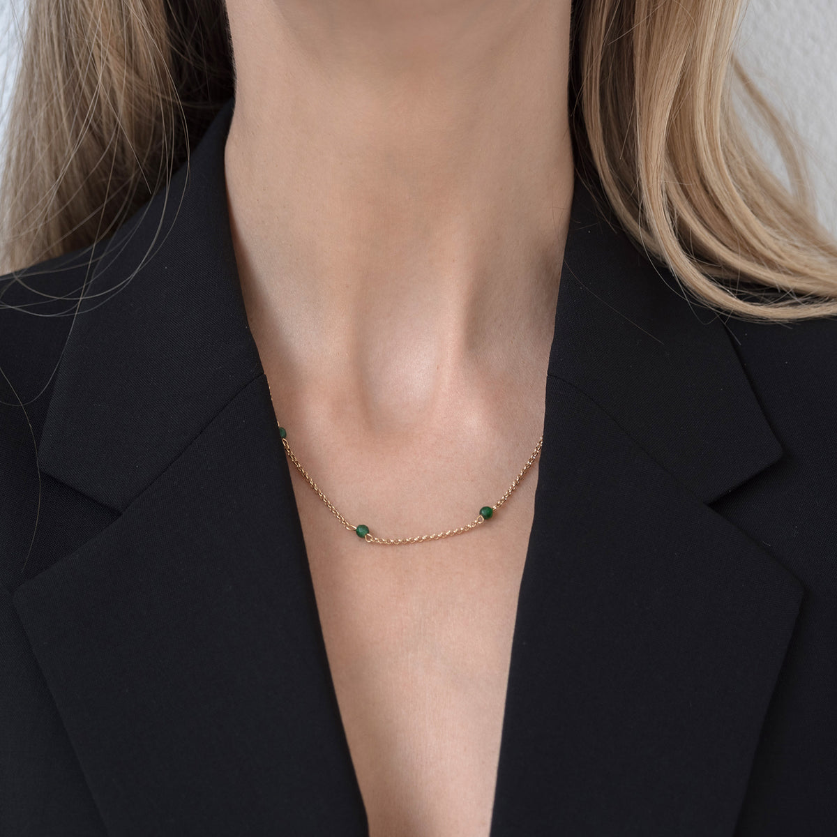 Lantisor argint cu pietre semipretioase Emerald Green – LOOR Jewelry