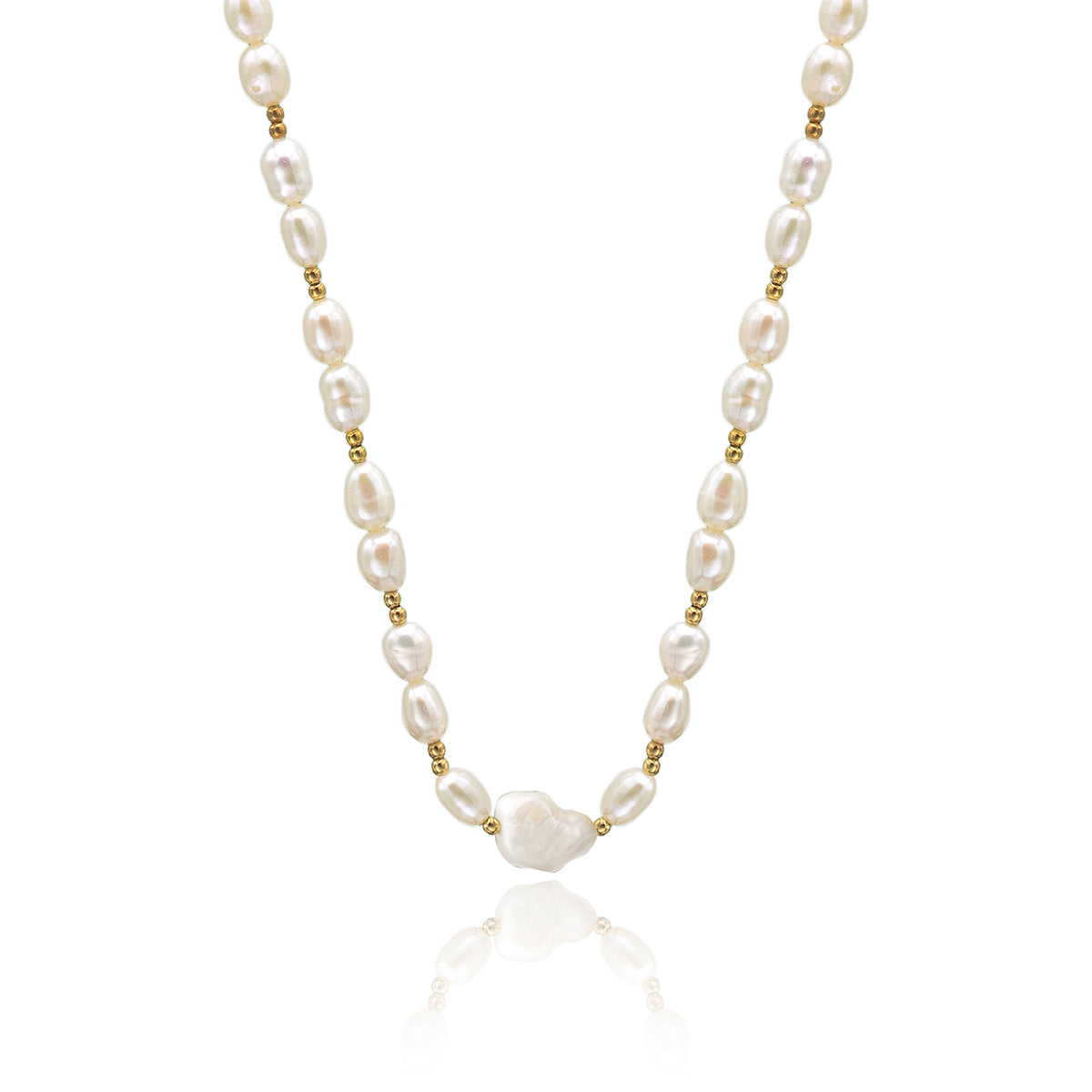 Colier perle argint si bilute Pearl Dynasty - placat aur galben 18K ...