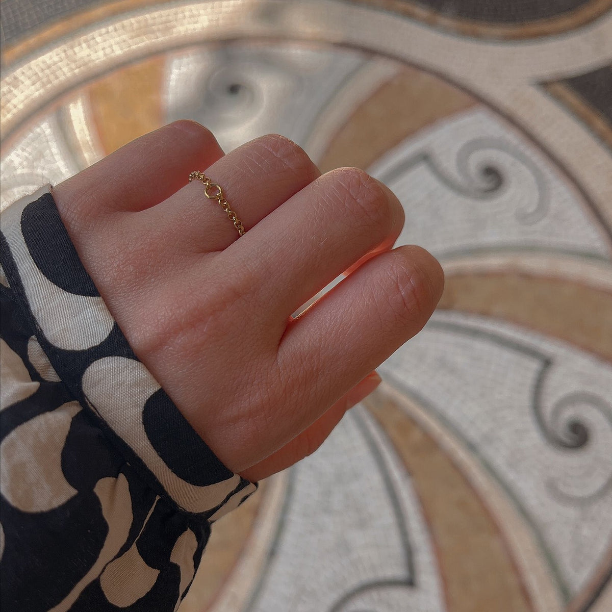 Inel lant argint Break the Chain - placat aur galben 18K | LOOR Jewelry