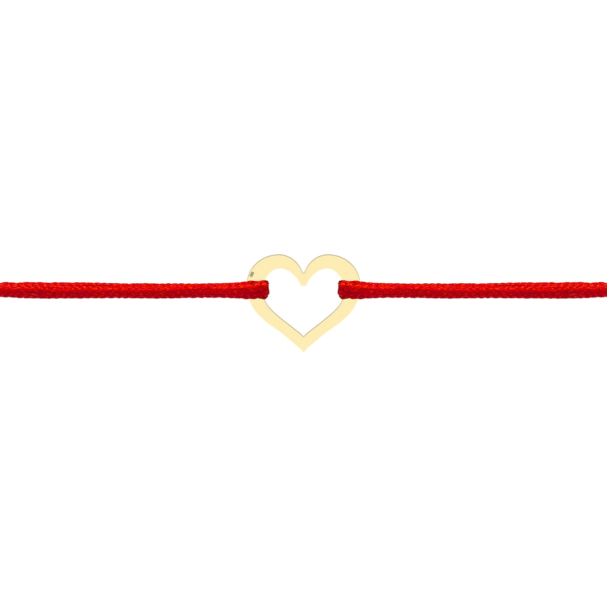 Bratara Martisor Aur 14K, snur rosu si inima – LOOR Jewelry